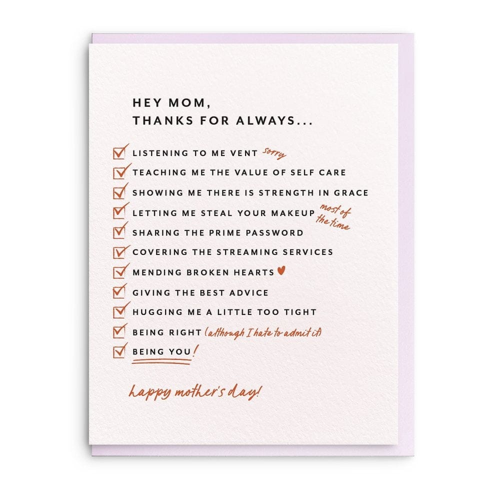 Mom List Mother's Day Card – Paper Luxe