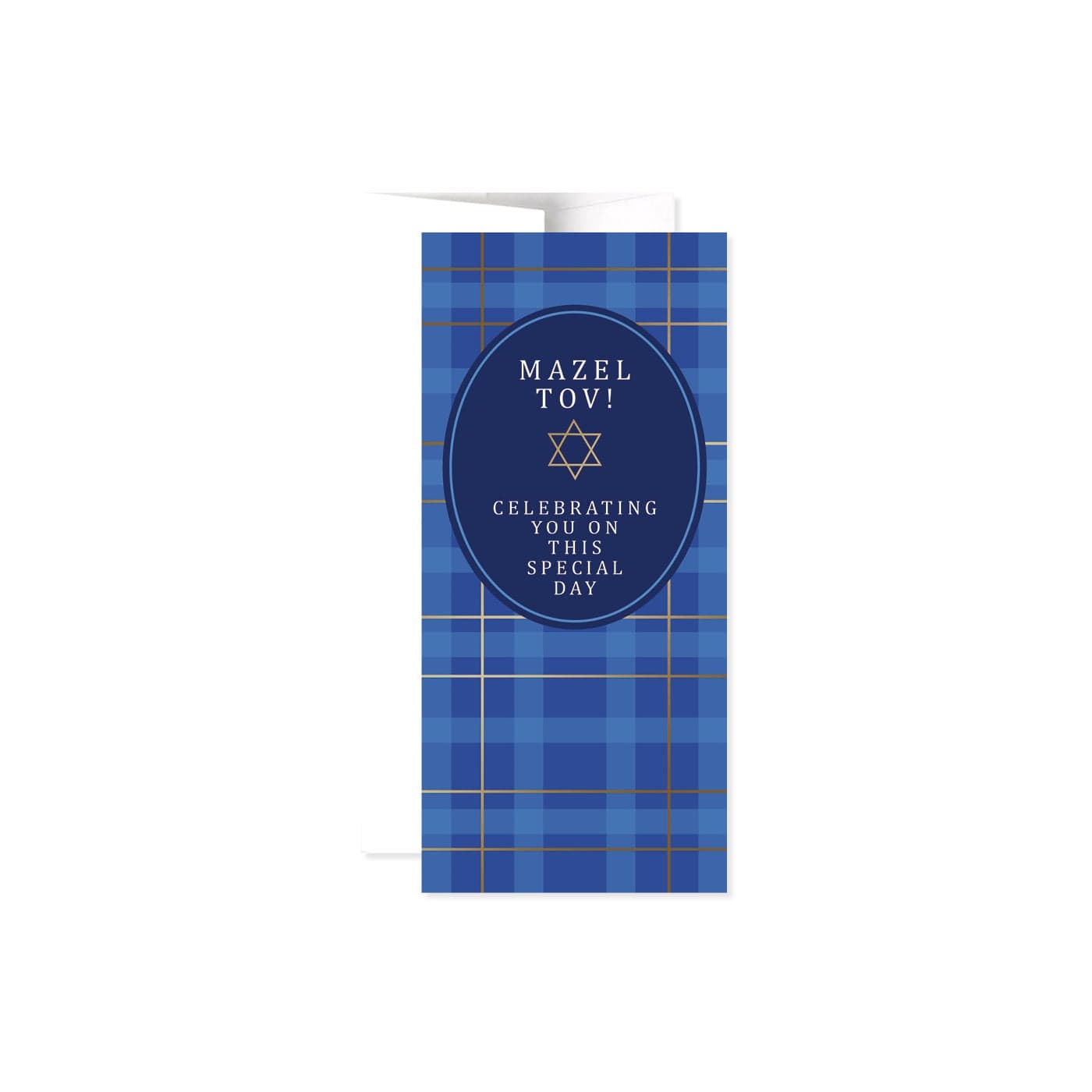 Mazel Tov Blue Plaid – Paper Luxe