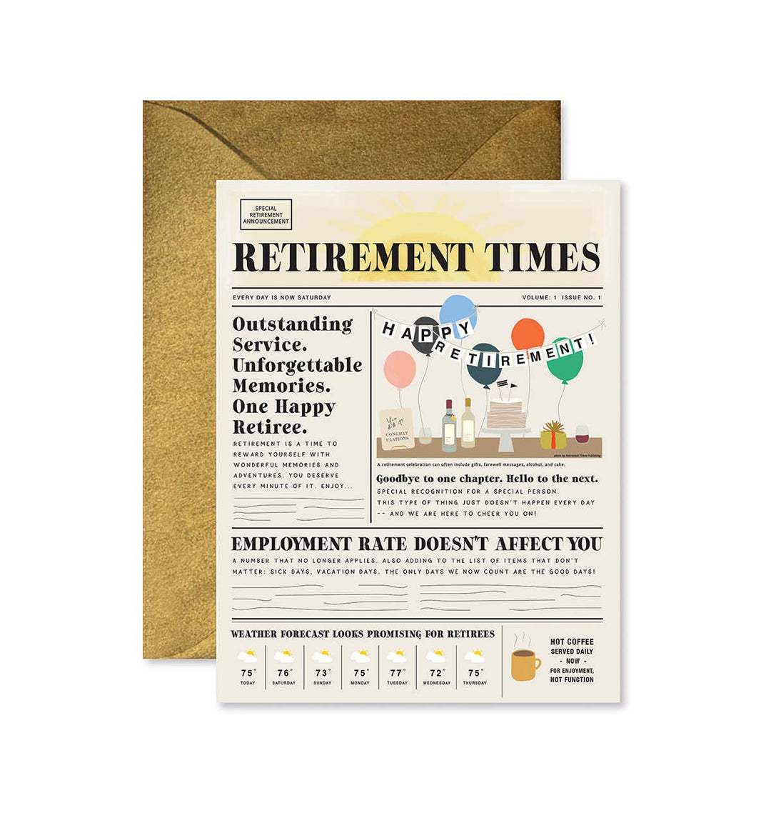 Retirement Times Greeting Card – Paper Luxe
