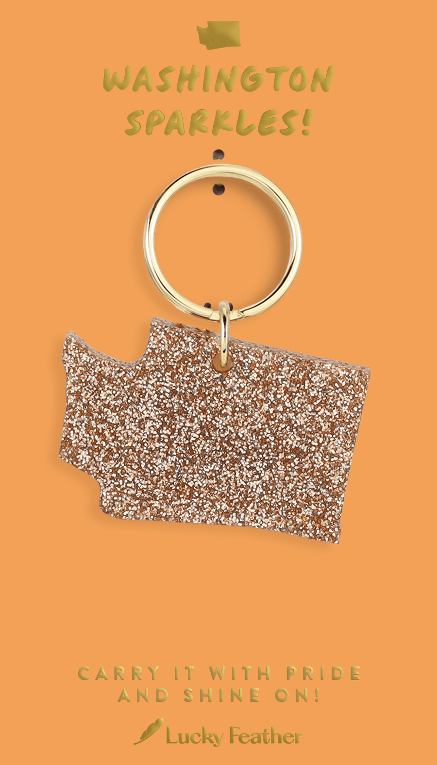 Glitter Keychain - State - WASHINGTON – Paper Luxe