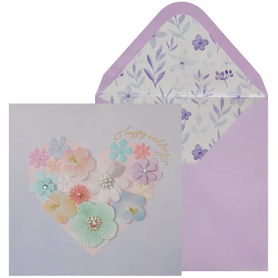 Floral Heart Wedding Card – Paper Luxe