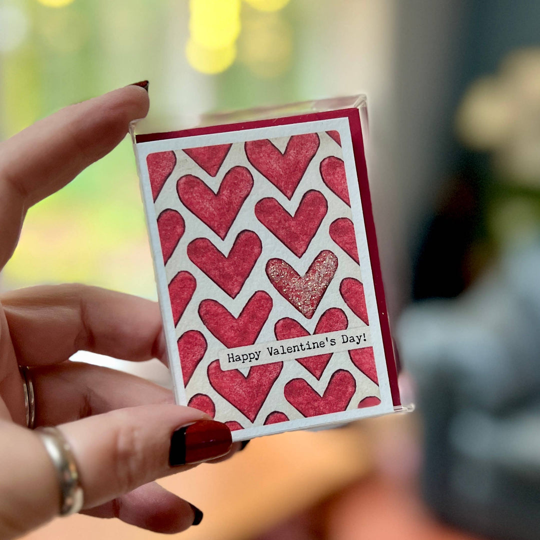 CARVED Stacked Hearts Mini Valentine Cards | BOX of 6 – Paper Luxe