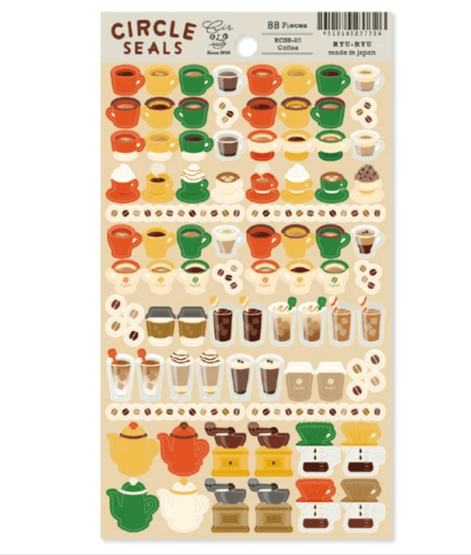 Sheet of Coffee Stickers - Made in Japan – Paper Luxe