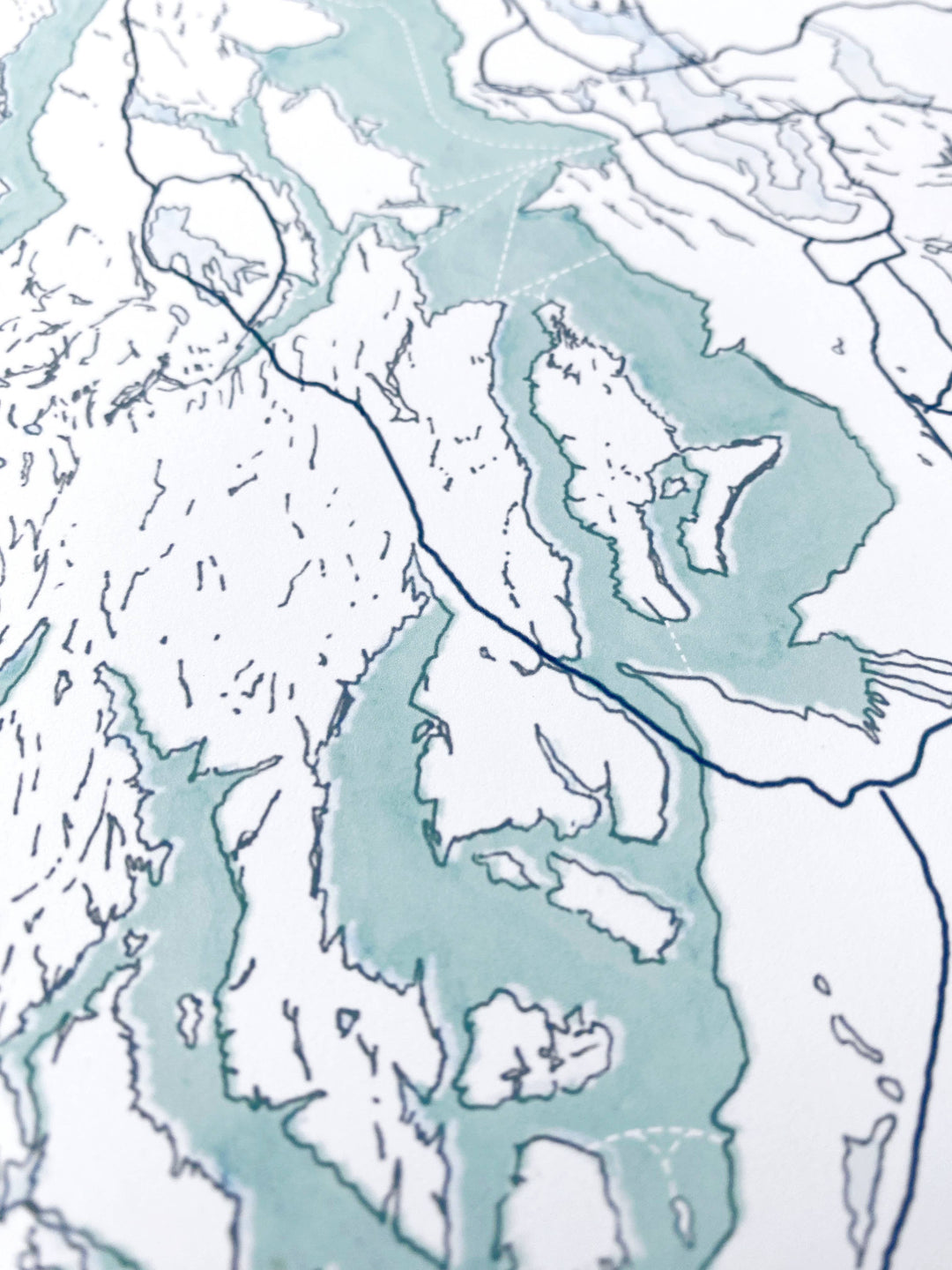 Puget Sound Topo Watercolor Map Tall Art Print – Paper Luxe