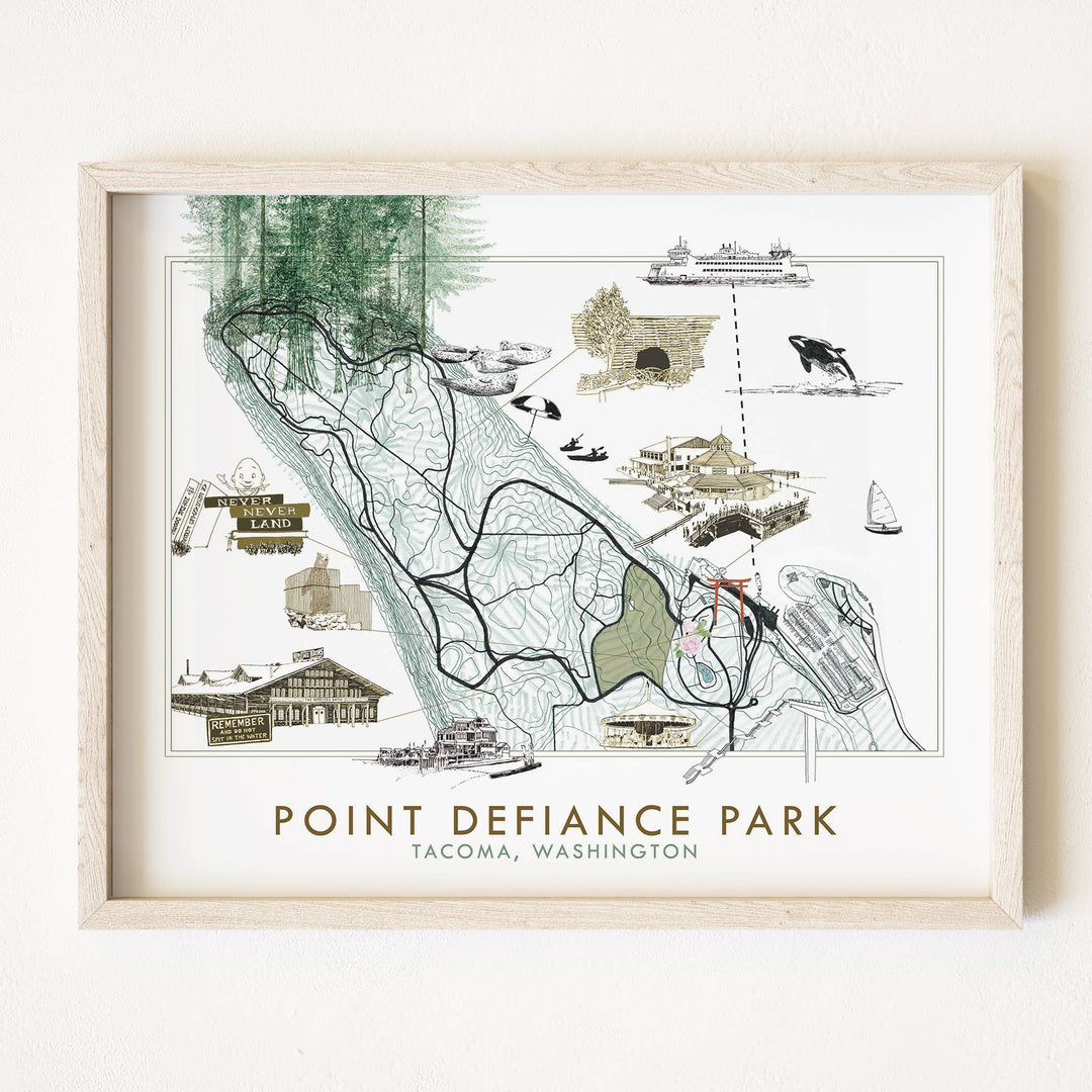 Point Defiance Park Art Map Tacoma WA: Horizontal Print – Paper Luxe
