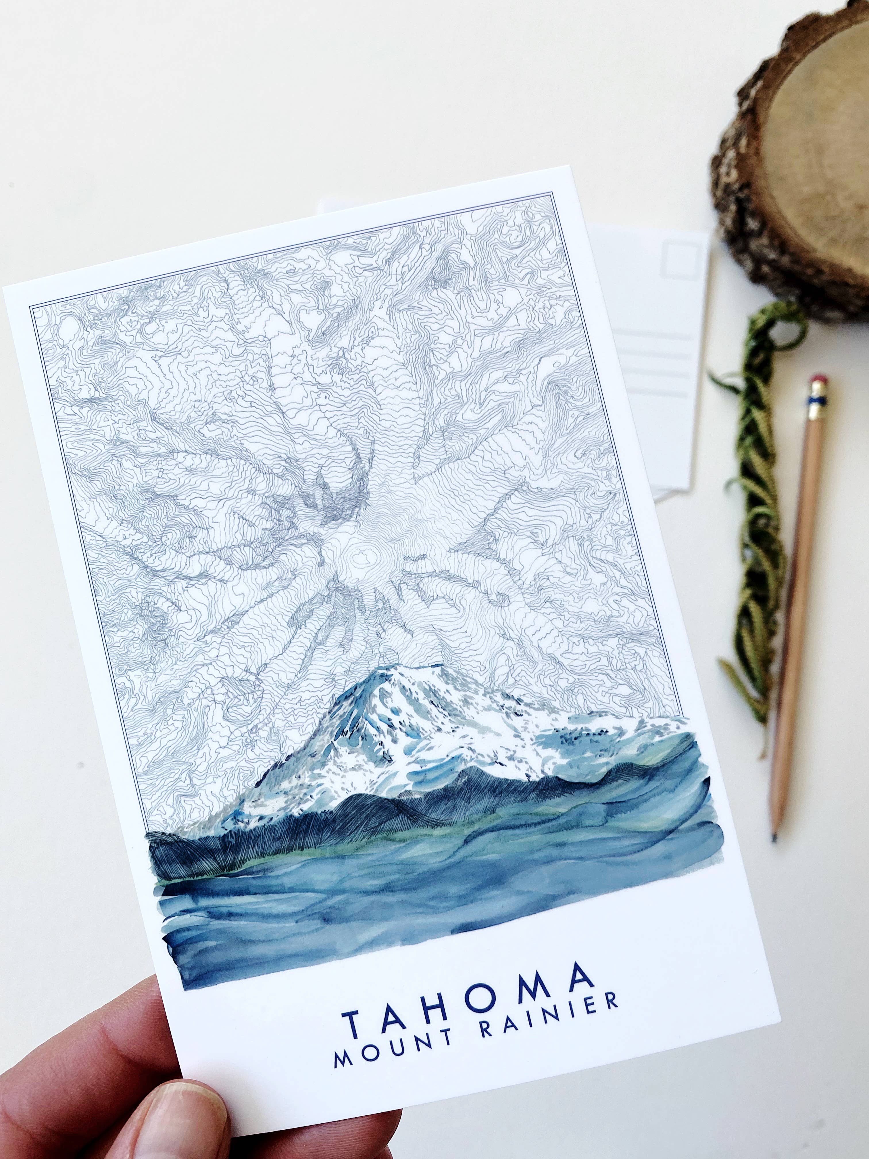 TAHOMA Mount Rainier WA MountainTopo Map - Standard Postcard – Paper Luxe
