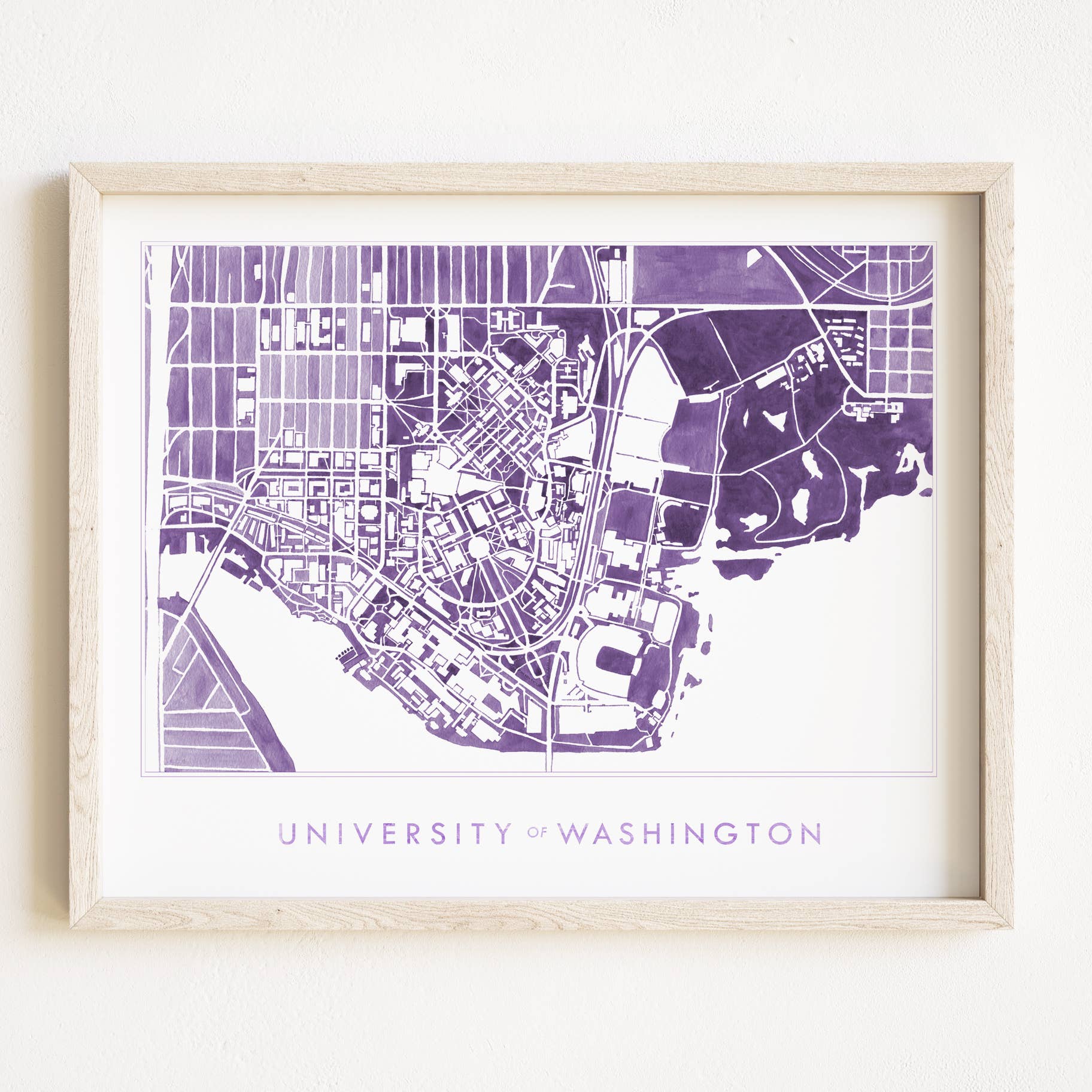 University of Washington Watercolor Campus Map Art Print – Paper Luxe
