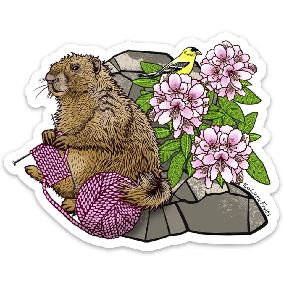 Knitting Marmot Large Die Cut Sticker – Paper Luxe