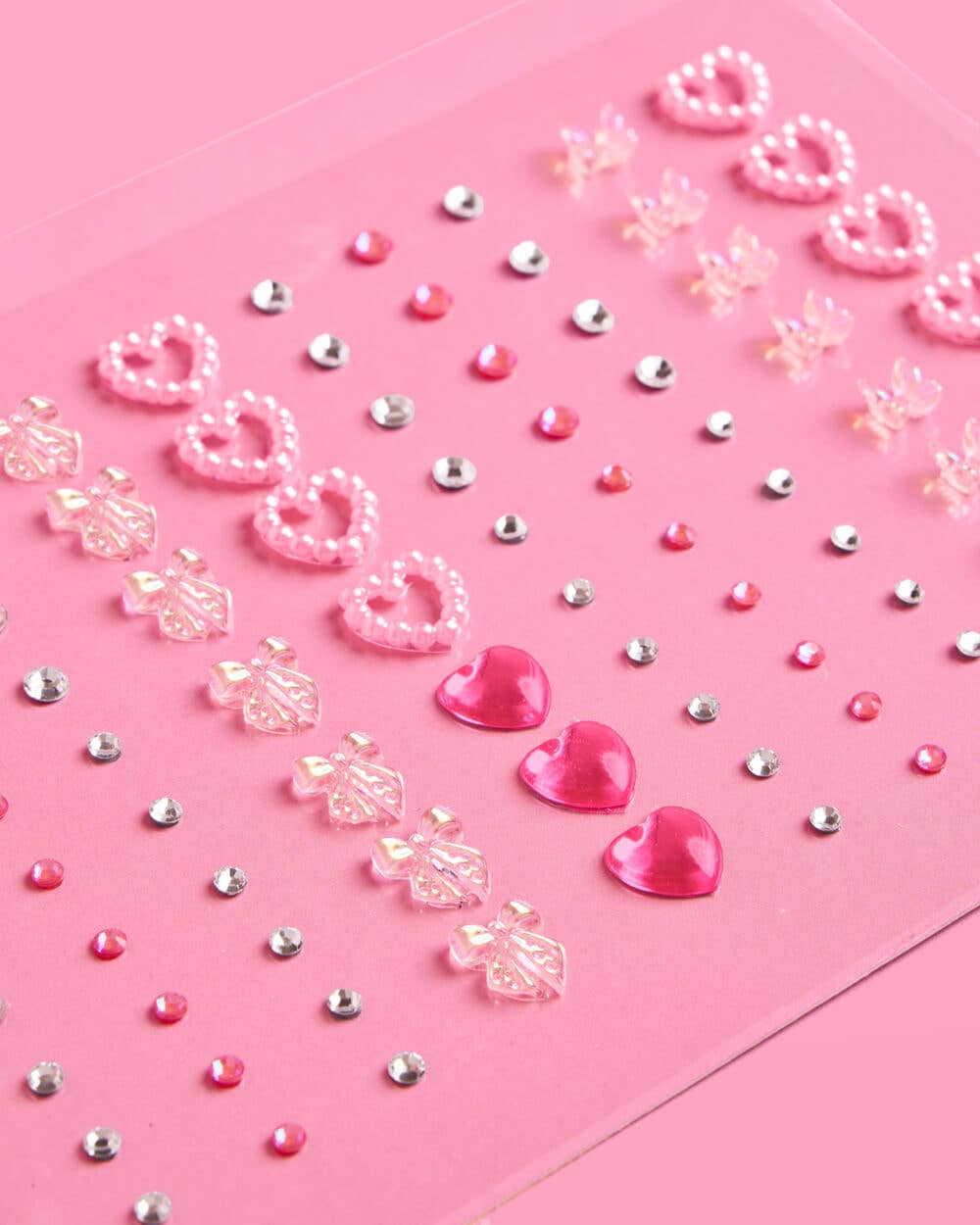 Bow And Heart Face Gems | Pink Pearls, Crystal Stickers – Paper Luxe